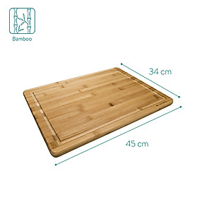 Navaris Wood Cutting Board - Large Natural Bamboo Wooden Chopping Board for Kitchen with Crumb and Juice Groove for Food Prep - Size L, 18 x 13 inches