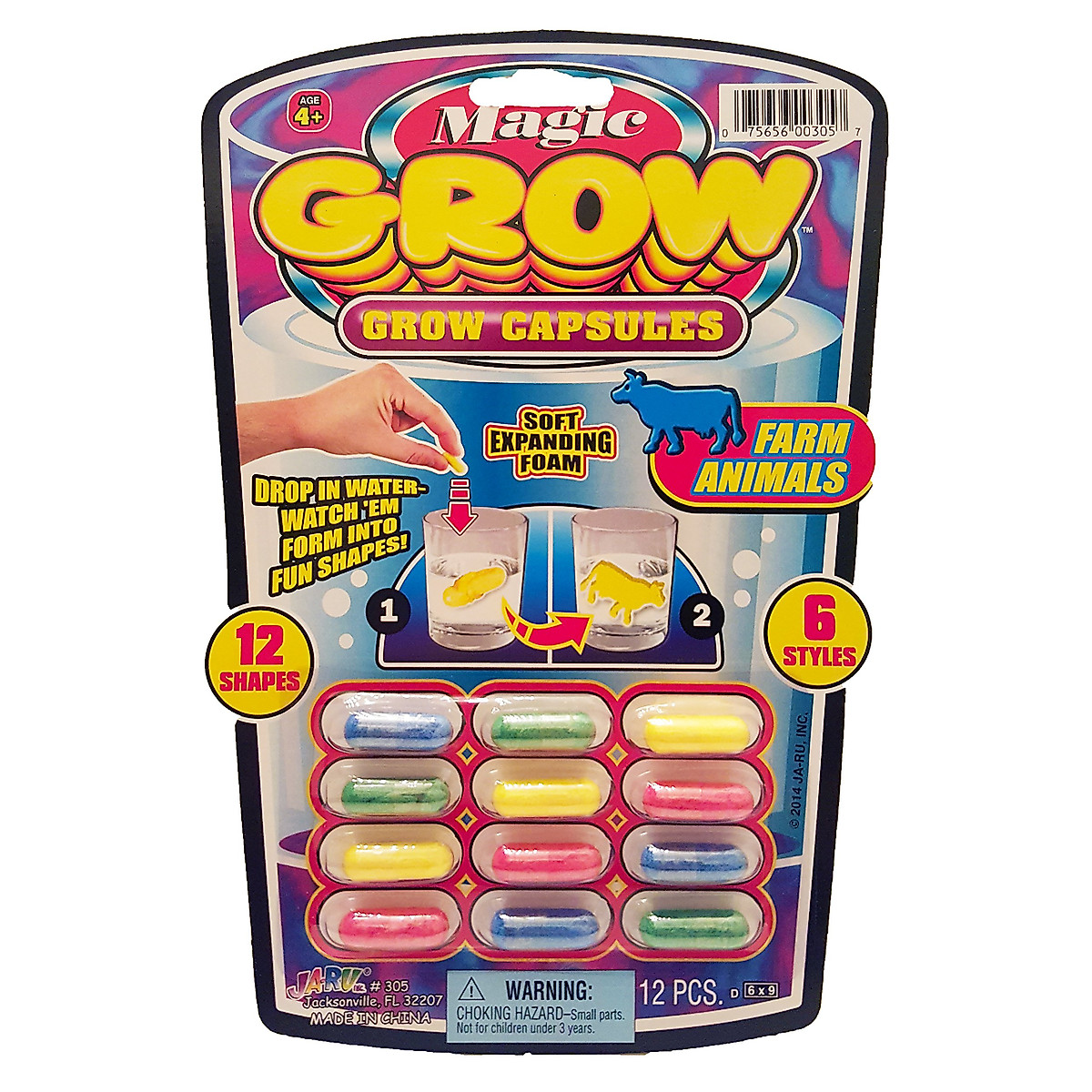 JA-RU Universal Specialties, Magic Grow Capsules 6 Pack, 72 Capsules Sea Creatures, Dinosaur, Animal Farm Toys. Water Growing Toys for Kids. Animal Party Favors Fidget Toy.305-6A