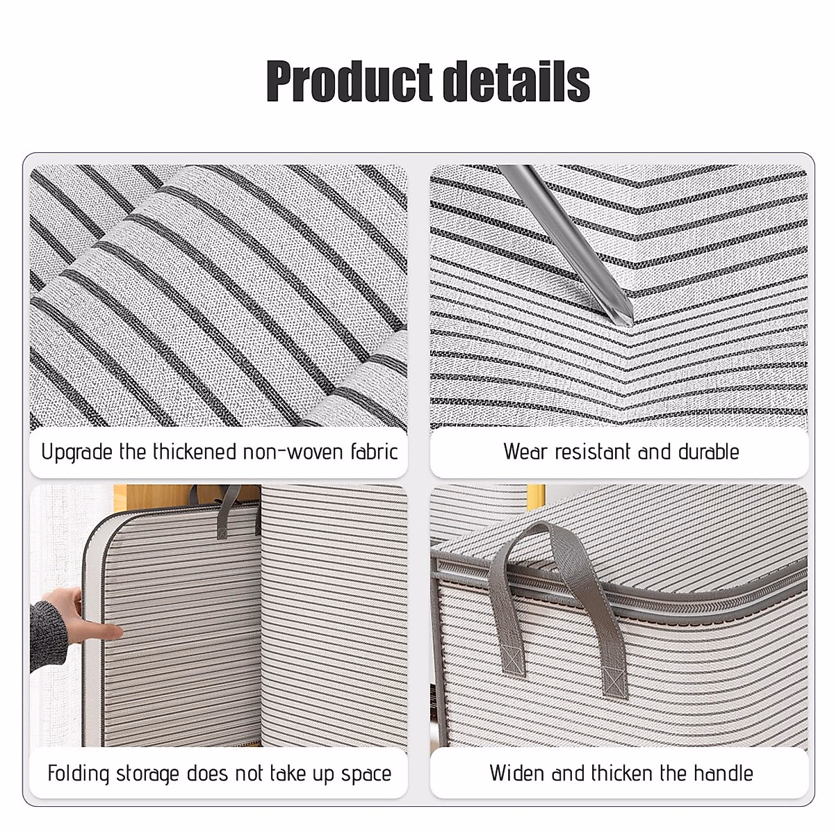 Heavy Duty Extra Large Clothes Storage, Foldable Blanket Storage Bags, Closet Organizers Storage Containers with Durable Handle for Clothing, Blanket, Comforter, Extra Large Storage Bags (60*45*60cm)