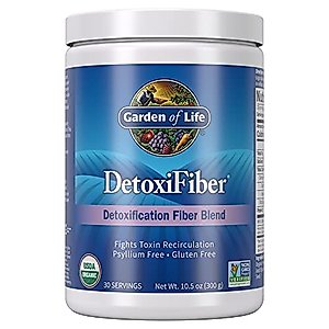 Garden of Life Organic Unflavored Fiber Powder Detox Blend with Chia, Alfalfa & Barley for Herbal Cleanse, Gut Health Support - Detoxifiber - Non-GMO, Gluten-Free, Psyllium Free, Vegan, 30 Servings