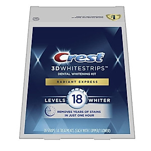 Crest 3DWhitestrips Radiant Express At-home Teeth Whitening Kit, 14 Treatments