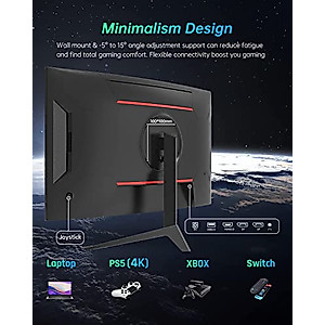 KTC 32 inch Curved Gaming Monitor, 2K 170Hz Monitor, 1440P 144Hz Monitor, 1500R Frameless, 1ms, HDR, FreeSync Premium, DisplayPort/HDMI/USB, VESA Wall Mount, PC Monitor, H32S17
