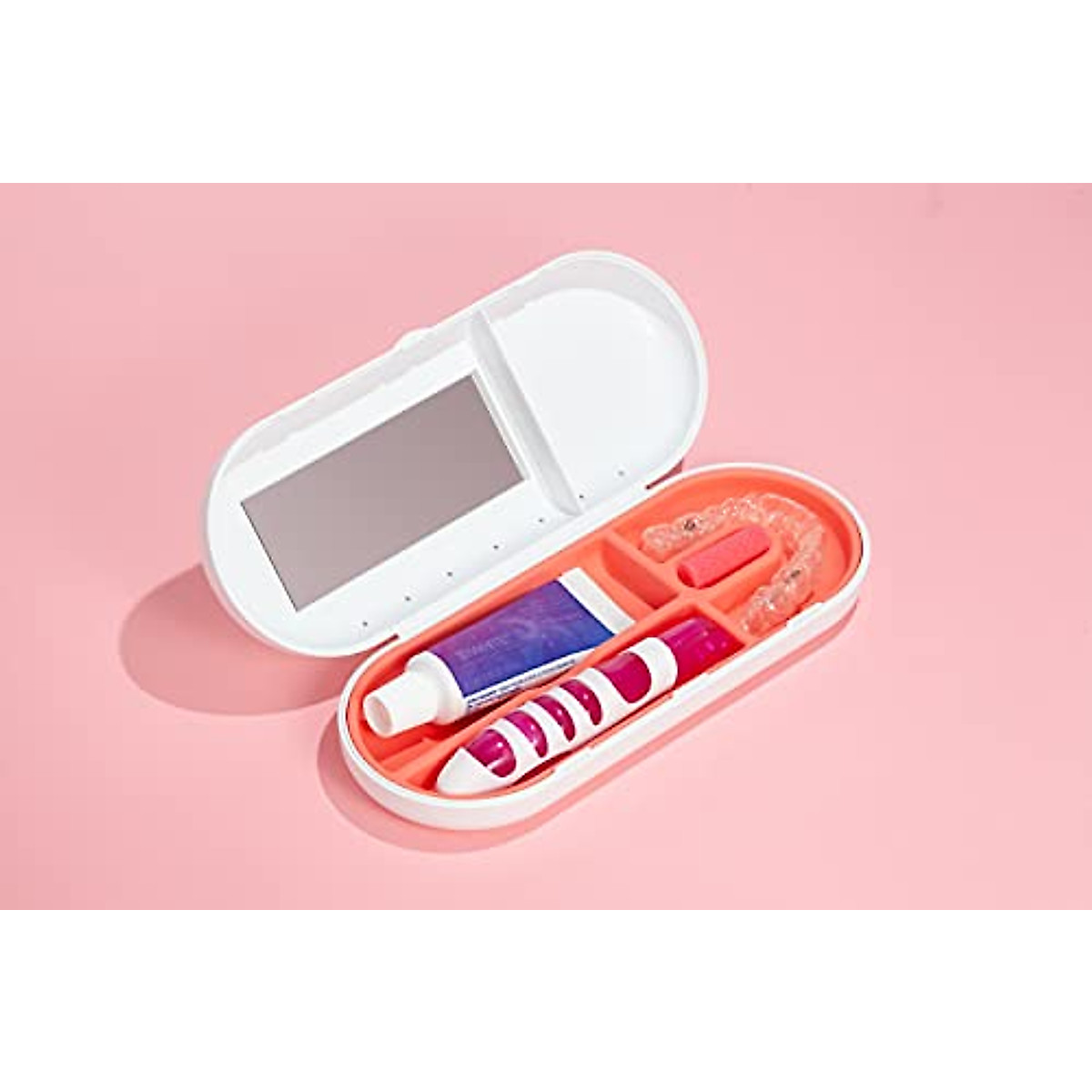 SmileKontainer Slimline Retainer Case: Compact Dental Travel Case for Aligners, Toothbrush and Accessories - Built-in Mirror for Easy Insertion Anywhere - Compatible with All Clear Aligners