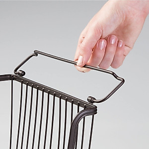 mDesign Modern Stackable Metal Food Storage Organizer Bin Basket with Handles, Open Front for Kitchen Cabinets, Pantry, Closets, Bedrooms, Bathrooms - Large, 6 Pack - Bronze