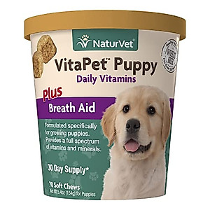 NaturVet – VitaPet Puppy Daily Vitamins for Dogs – Plus Breath Aid – Specifically Formulated to Provide Puppies with Essential Vitamins, Minerals, Amino Acids & Fatty Acids (70 Soft Chews)