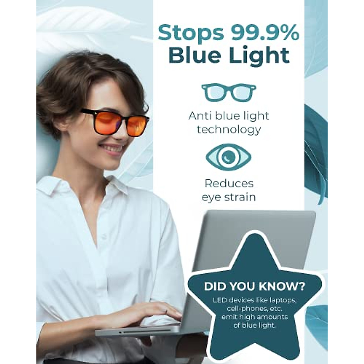 99.9% Blue Light Glasses - Computer Glasses - eSports Gaming Glasses Special Anti-Glare & Anti-Fatigue Filters Help You Sleep Better, Stop Eye Strain, Headaches & Migraines to Look, Feel & Live Better