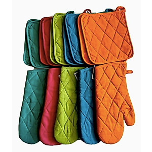 Best Housewarming Gift Ever,Bulk Oven Mitts & Pot Holder for Cooking and Baking 100% Cotton Pot Holder and Oven Mitts - 15 pcs