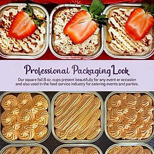 KitchenDance Disposable Dessert Pan Set with Lids - 4x4 inch Square Cake Baking Pans for Hotels, Restaurants - Heavy Duty Aluminum Foil for Baking, Storing, and Preparing Food, ALU6P (50, Cow Print)