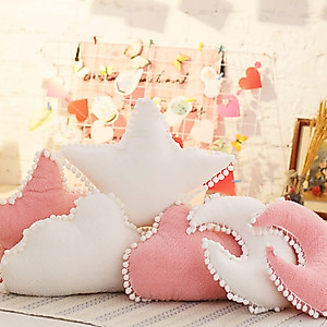 elfishgo Creative Star Moon and Cloud Plush Pillows Stuffed Toys (White, Cloud)