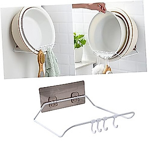 Cabilock 1pc Wall- Kitchen Wall-Mounted Basket Stand Washbasin Storage Organizer Simplicity Holder Rack for Hook Bathroom Hanging Pan with Dish Shelf Basin White Mounted Multifunctional
