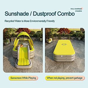 Inflatable Swimming Pool Toys Water Pool Slide Activity Center for toodlers Dogs Inflatable Swimming Pools for Over 3 Years Old,Yellow-3M