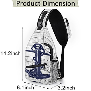 Anchor Wooden Sling Bag Crossbody Backpack Casual Chest Shoulder Daypacks For Cycling Hiking Travel