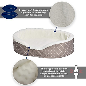 Midwest Homes for Pets CU20MRD Couture Orthopedic Cradle Pet Bed for Dogs & Cats, X-Small, Mushroom/White Diamond Pattern