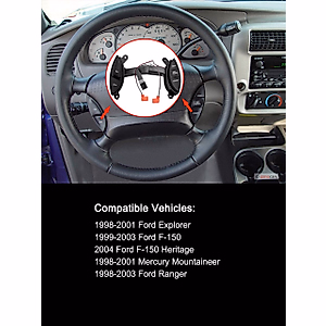F87Z9C888BB Steering Wheel Mounted Cruise Control Switch Fits for Explorer F-150 Ranger Mercury Mountaineer 1998-2004 Replace# F87A-9D809-BA 901-399 F87A9D809BA