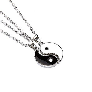 Yinyang Bff Couples Pendant Necklace Chain for Women Mens Girls Boys Personalized Matching Puzzle Diagrams Best Friend Necklaces Gifts for Girlfriend Boyfriend Valentines Birthday Thanksgiving Christmas