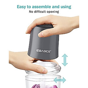 Food Processor, EZBASICS Small Food Processor for Vegetables, Meat, Fruits, Nuts, 2 Speed Mini Food Chopper With Sharp Blades, 2-Cup Capacity, Silver