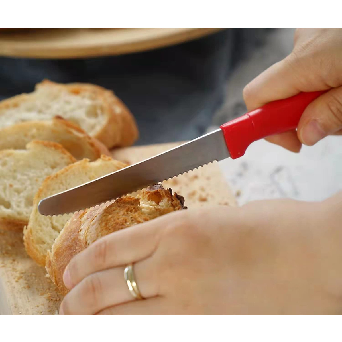 Classic 6-Piece Utility Knife Set, 4-Inch Paring Knife Pairing Knives Serrated Blade, Round Tip (6Pcs)