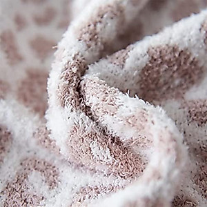 Leopard Knitted Throw Blanket Super Soft Cozy Warm Microfiber Leopard Print Blanket 60"x80"Lightweight Fluffy Reversible Beige Cheetah Print Blanket for Couch Sofa Bed Travel