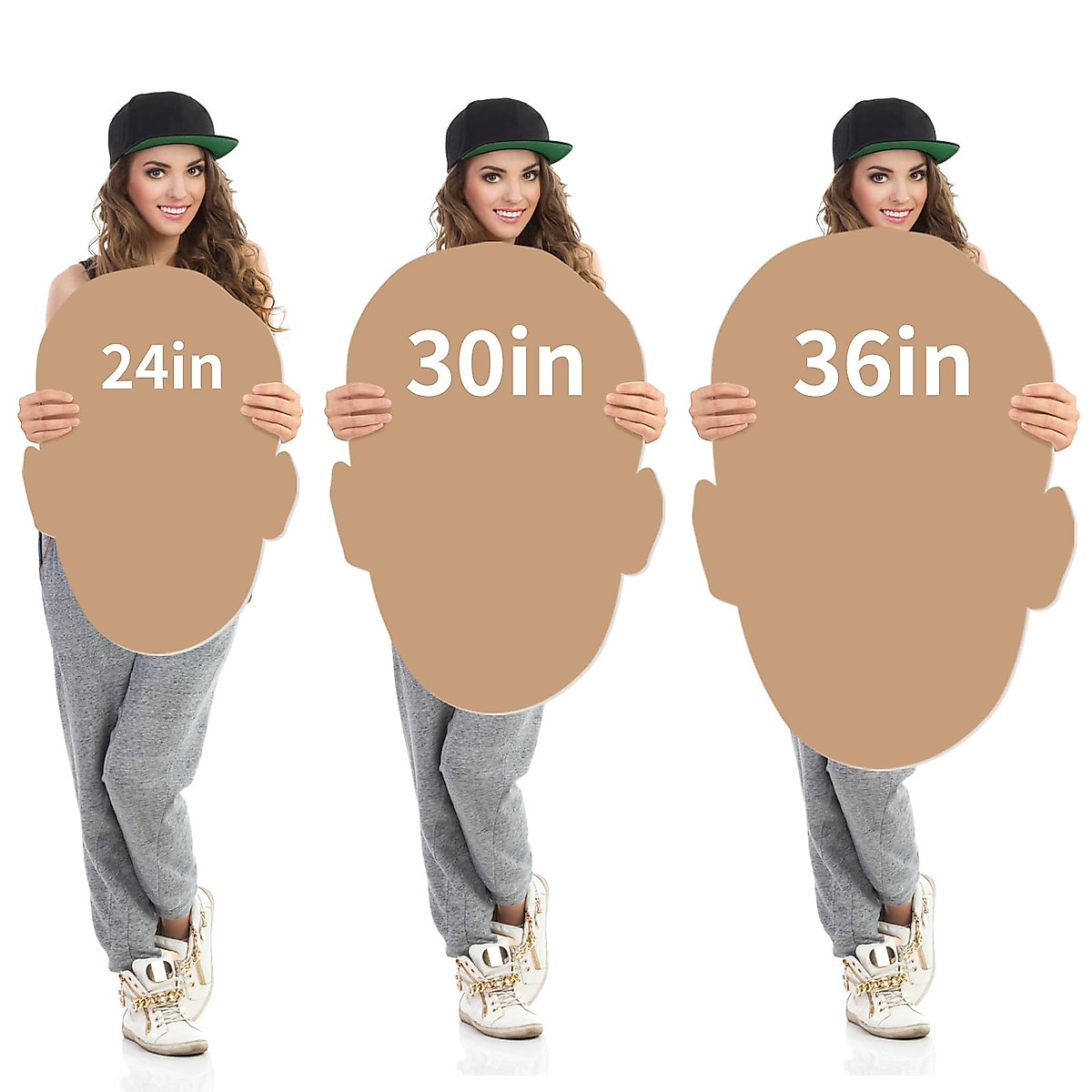 EnjoyView Custom Big Head Cutout, Giant Fun Fathead, Fat Head Cardboard Customize, Personalized Face Signs, Upload Your Photo, 1 Piece, 3 Size, Up to 36” Tall