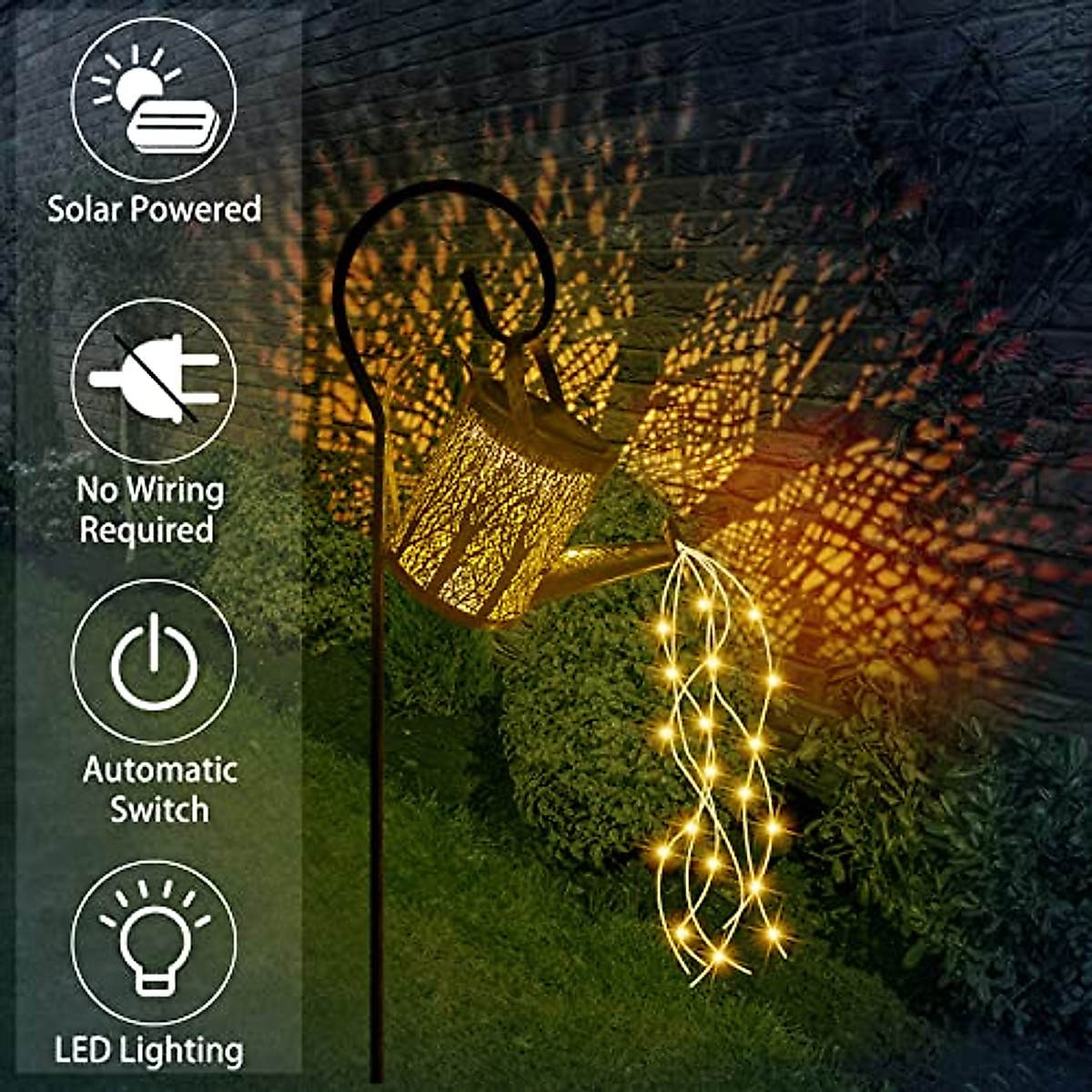 Solar Watering Can with Lights, Outdoor Garden Decor Hanging Lantern Waterproof Landscape Lights Outside Decorations for Patio Yard Art Flower Bed Backyard Gardening Gifts for Mom Grandma Women