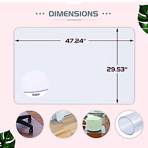NbHnJs Home&Office Clear Chair Mat for Hardwood Floor or Carpet, PVC Material Transparent Protection Desk Mat for Rolling Chair (30" X 48" Rectangle)