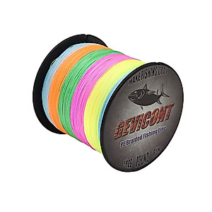 GEVICONT Fishing Line Braid high power fishing accessories 100% PE 8-Strand 300m/328yd 500m/547yd 1000m/1094yd 10lb to 300lb Multiple Colors for trolling fishing