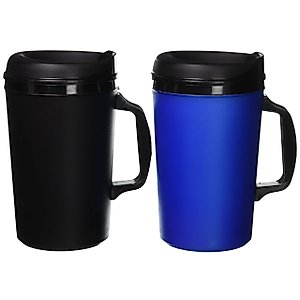 ThermoServ 2 Foam Insulated Coffee Mugs 34 oz (1) Blue & (1) Black