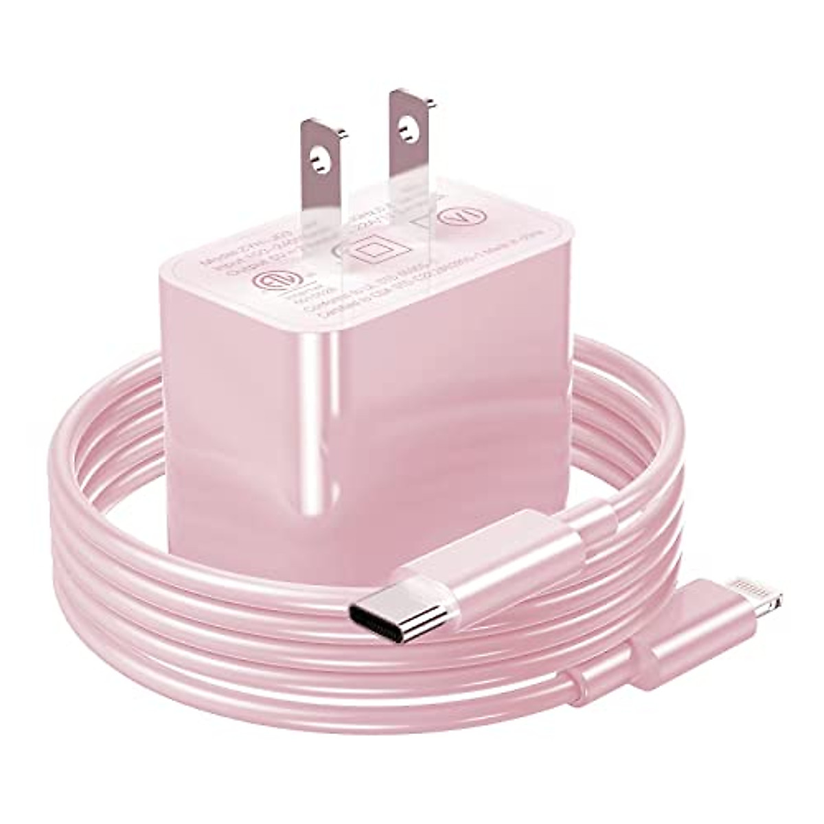 [Apple MFI Certified] iPhone Charger Apple Block USB C Fast Wall Plug with 6ft USB C to Lightning Cable for iPhone13/14/14 plus/12/pro/pro max/11/Air pods pro/iPad air 3/min4 (Pink, 1PACK)