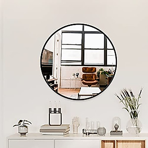 Black Frame Mirror, Bathroom Mirrors for Wall,22'' Round Circle Mirror for Entryway Bedroom Vanity(22'',Black)