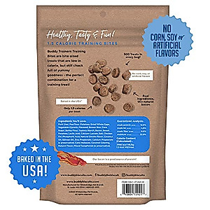 BUDDY BISCUITS Training Bites for Dogs, Low Calorie Dog Treats Baked in The USA, Bacon 10 Oz.