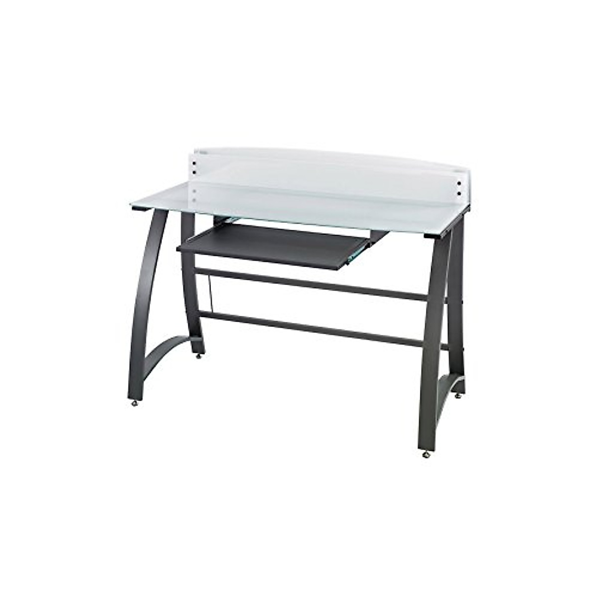Safco Products 1938TG Xpressions 47" Computer Glass Top Workstation (Optional Keyboard Tray 1940BL Sold Separately), Tempered Glass/Black Frame