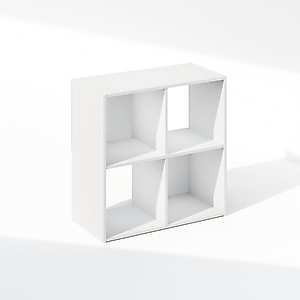 Furinno Pelli Cubic Storage Cabinet, Bookcase, Bookshelf, 4-Cube, White