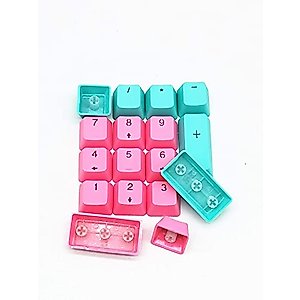 17 Keys Numeric Keypad Numpad Key Cap Number Pad PBT Doubleshot Backlit Keycaps OEM Height ANSI Layout for Cherry MX Switch Gaming 60% 87 104 108 Mechanical Keyboard (Miami NO.1)