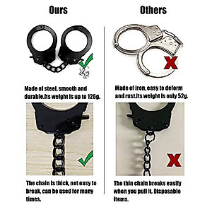 HOHAJIU Toy Handcuffs with Keys Metal Handcuffs Party Supplies Accessory Stage Party Props Pretend Play Handcuffs for Kids (Black)