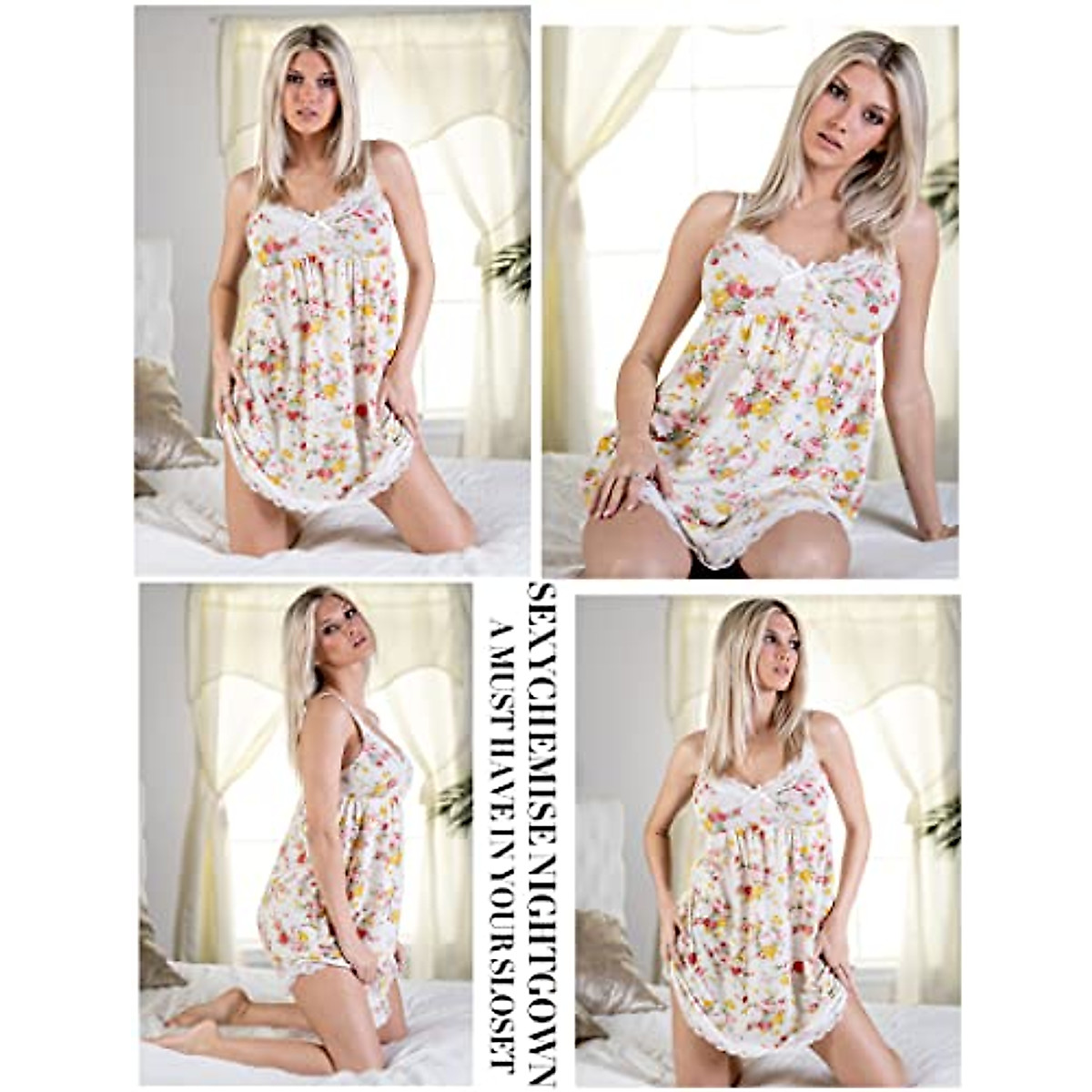 Avidlove Nightgown for Women Sleeveless Sleepwear Floral Nightdress Slip Sleep Dress Soft Lounge Dress Short Chemise