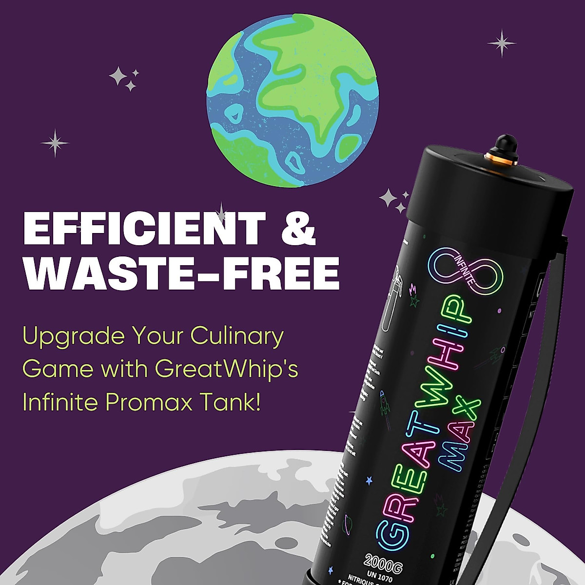 GreatWhip Whipped Cream Chargers, 3.3L Tanks, 2000g Whip Cream Charger Cylinder, 2 Cylinder