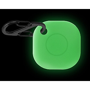 Geiomoo Silicone Case Compatible with Galaxy SmartTag, Protective Cover with Carabiner (Luminous Green)