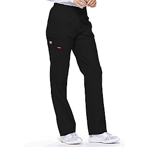 Dickies Women's Signature Elastic Waist Scrubs Pant, Black, Large
