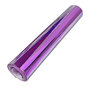 HYANG Holographic Iridescent Mirror Laser PU Faux Leather Sheets 1 Roll 12"X53"(30cmX135cm), Faux Leather Very Suitable for Crafts Making Leather Earrings, Bows, Handbag ，Sewing (Purple)