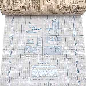 Yifely Retro Beige Newspaper Furniture Paper Self-Adhesive Shelf Liner Countertop Sticker 17.7 Inch by 9.8 Feet