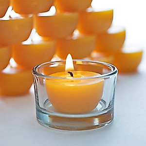 Beeswax Tea Light Candles - 100% Pure Beeswax with One Reusable Glass Candle Holder and Reusable Cotton Bag Eco Friendly Gift Set(12)