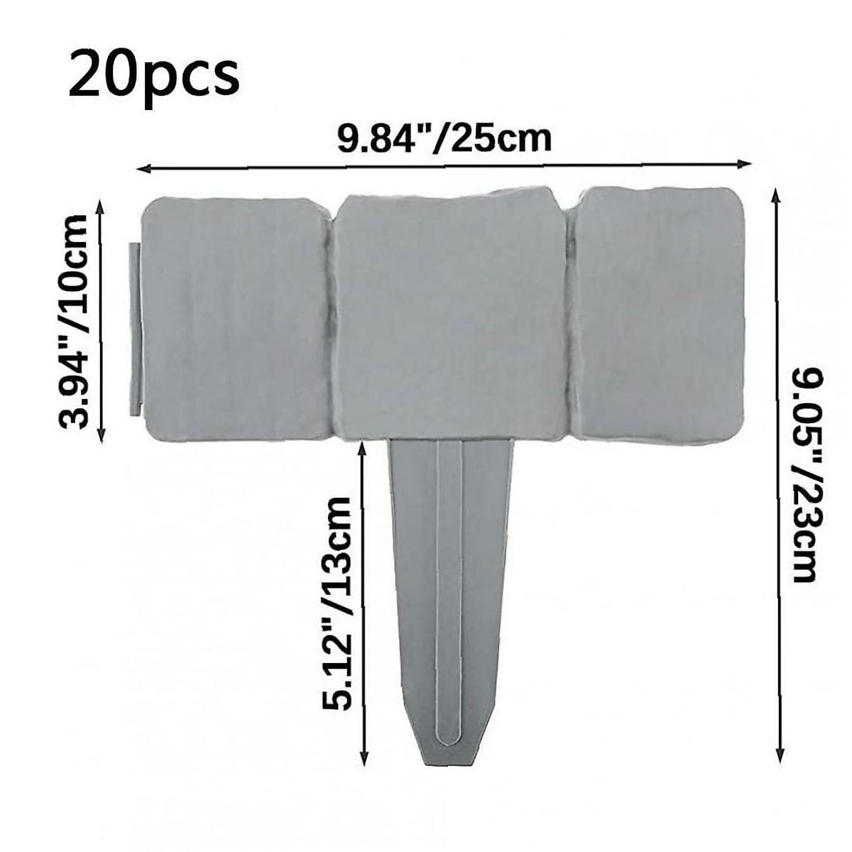 Ruluti 20pcs Flower Bed Decorative Fence Simulation Stone Plastic Garden Edging Border Interlocking Lawn Landscape Stakes, Gray