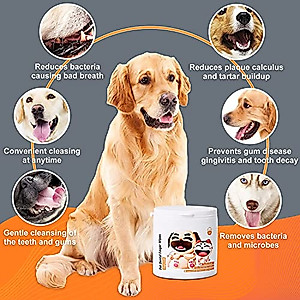 yadee Dog Teeth Cleaning Finger Wipes, 100Pcs Dog Dental Care Wipes for Cats and Dogs, Pet Oral Cleansing Presoaked Teeth Wipes, Freshen Breath, Reduce Plaque & Tartar, No Brushing