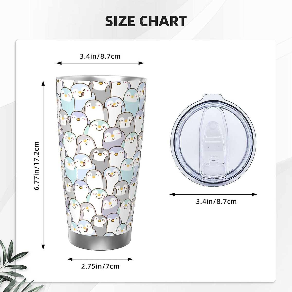 CHASOEA Penguin Tumbler 20oz Cute Animal Stainless Steel Vacuum Insulated Tumblers with Lid and Straw Travel Coffee Mug Tea Wine Cups Water Bottle Gifts for Women Penguin Lovers