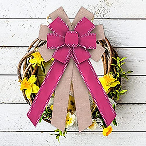 Rose Wired Edge Ribbons 2.5" 10 Yards, Spring Solid Wired Edge Decoration Wired Ribbon Fabric Craft Ribbon Burlap Wrapping Ribbon for Holiday Party Wrapping DIY Craft Wedding Decoration Wreaths Bow