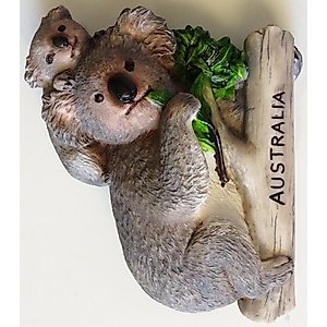 WitnyStore Tiny Koala Mom and Baby Australian Animals Australia and Oceania Tourist Attractions Resin Refrigerator Magnet Traveler Souvenir Gift Memento 3D Fridge Magnets