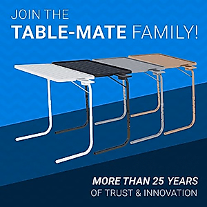 Table Mate XL TV Tray Table - Folding Couch Table Trays for Eating Snack Food, Stowaway Laptop Stand, Portable Bed Dinner Tray - Adjustable TV Table with 4 Set Angles, Black