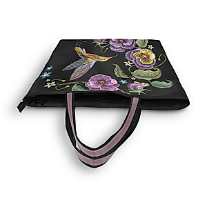 Flower Leaf Hummingbirds Shoulder Bag Handbag Purse Convenient Shoppers Tote Medium