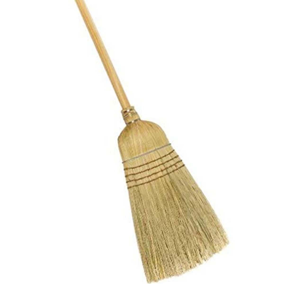 Weiler 44008 Corn Fiber Heavy-Duty Wire Banded Warehouse Broom with Wood Handle, 1-1/2" Head Width, 57" Overall Length, Tan