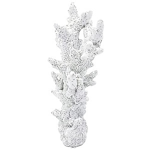 kathson Artificial Coral Ornament Resin Coral Decor for Fish Tank Underwater Sea Plants Decorations Aquarium Landscape (White)